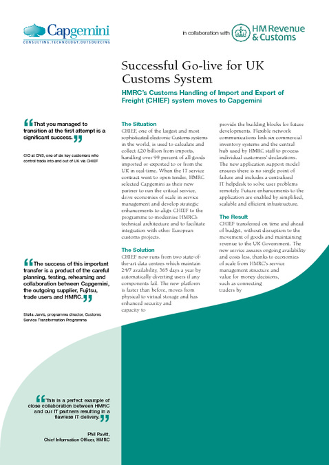Successful Go-live for UK Customs System - Capgemini India
